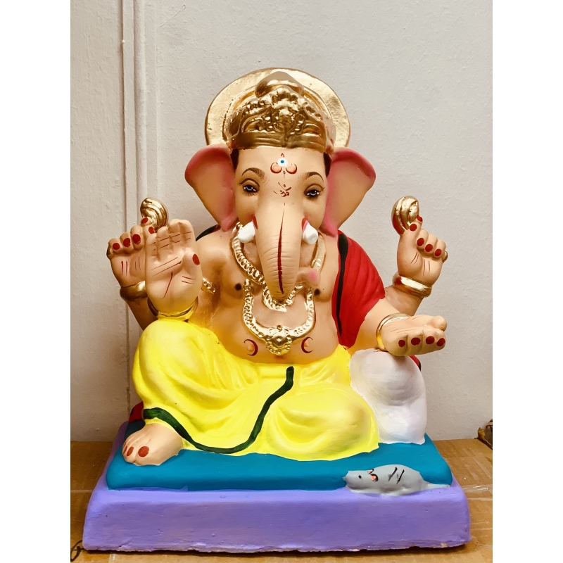 Satvik Eco Painted White Eco Friendly Clay Ganesh Idols- 12 inches (004 ...